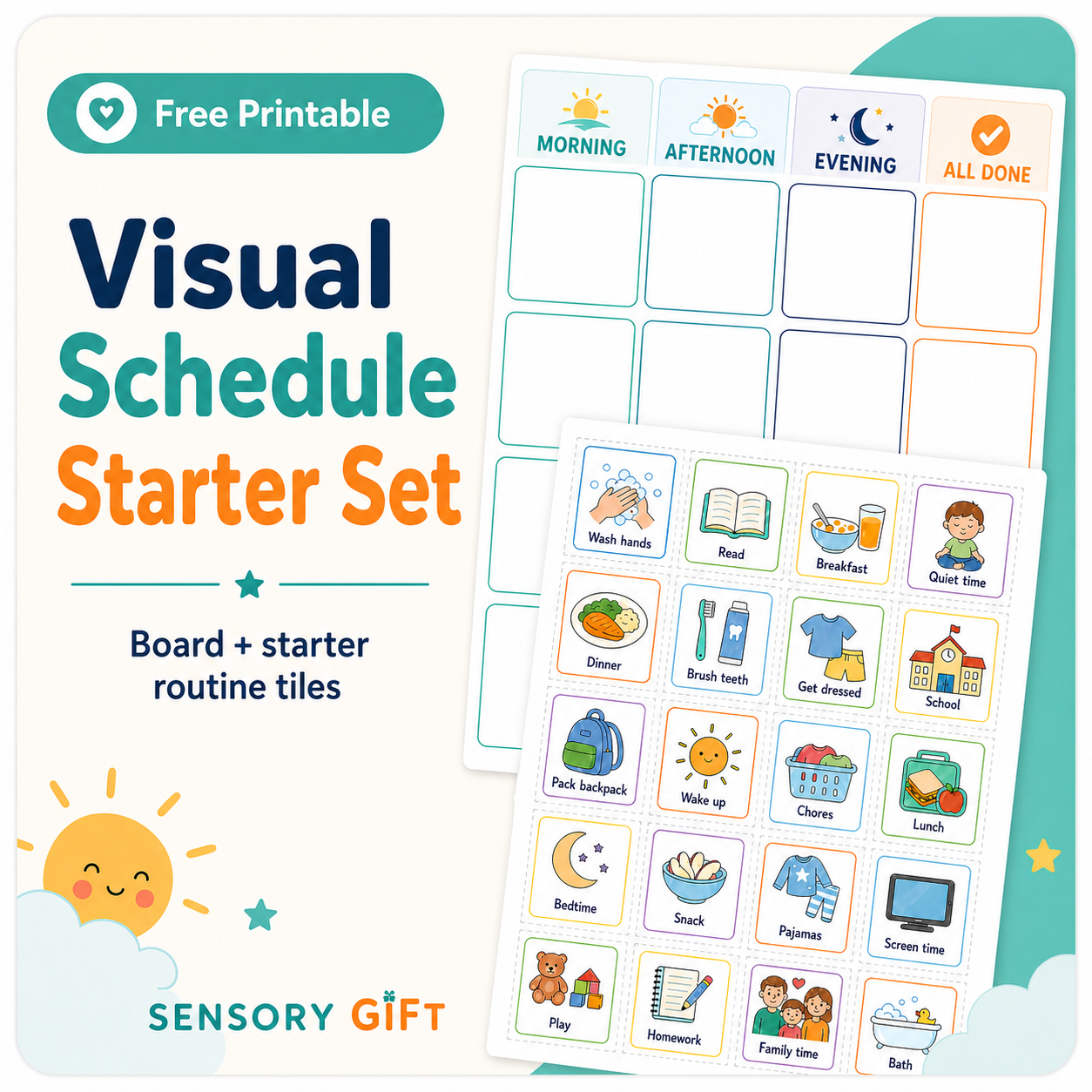 Visual Schedule: Free Printable Template for Autism, Kids and Daily ...